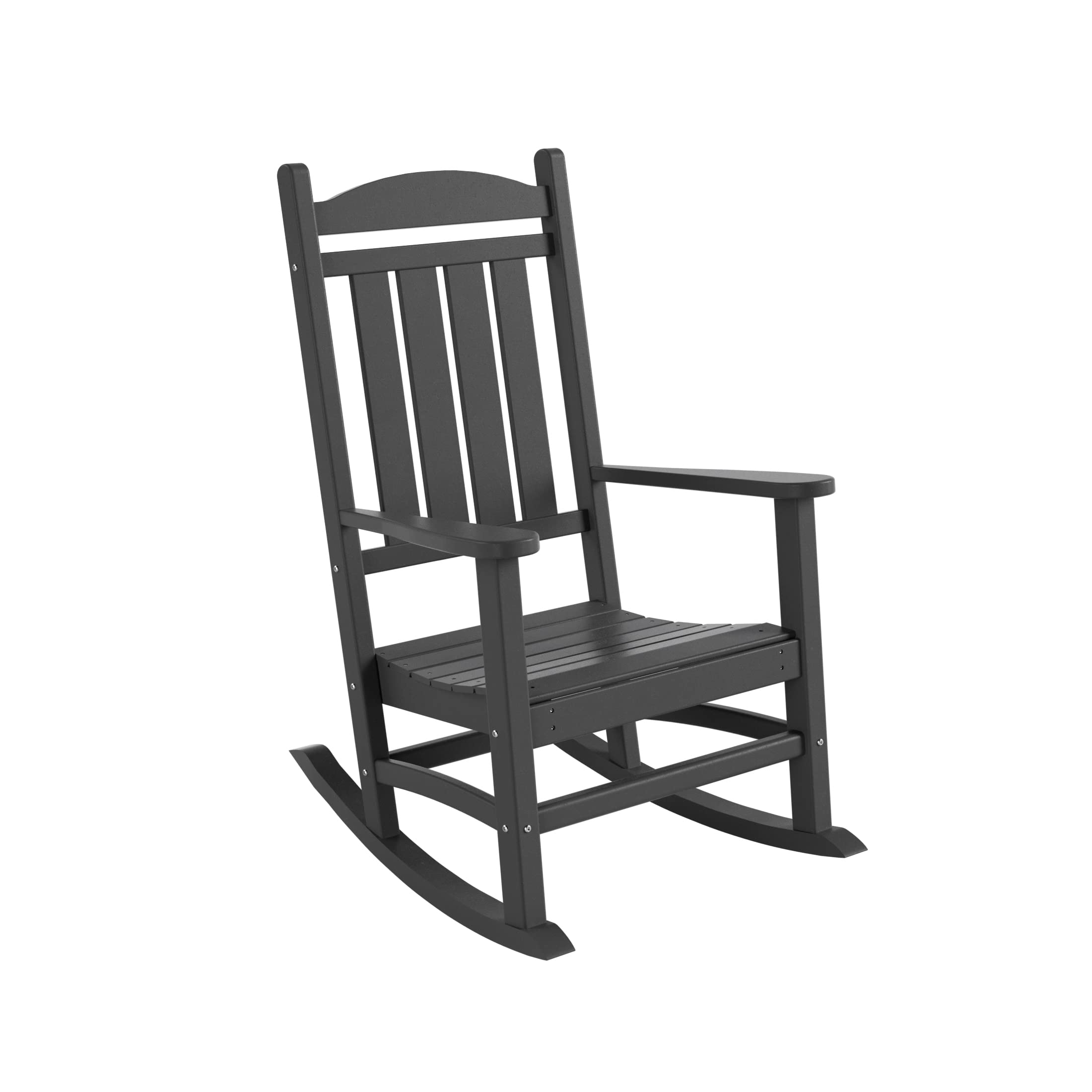 Costaelm Paradise Classic Adirondack Plastic Outdoor Porch Furniture Rocking Chair High Back HDPE Poly Lumber, Gray