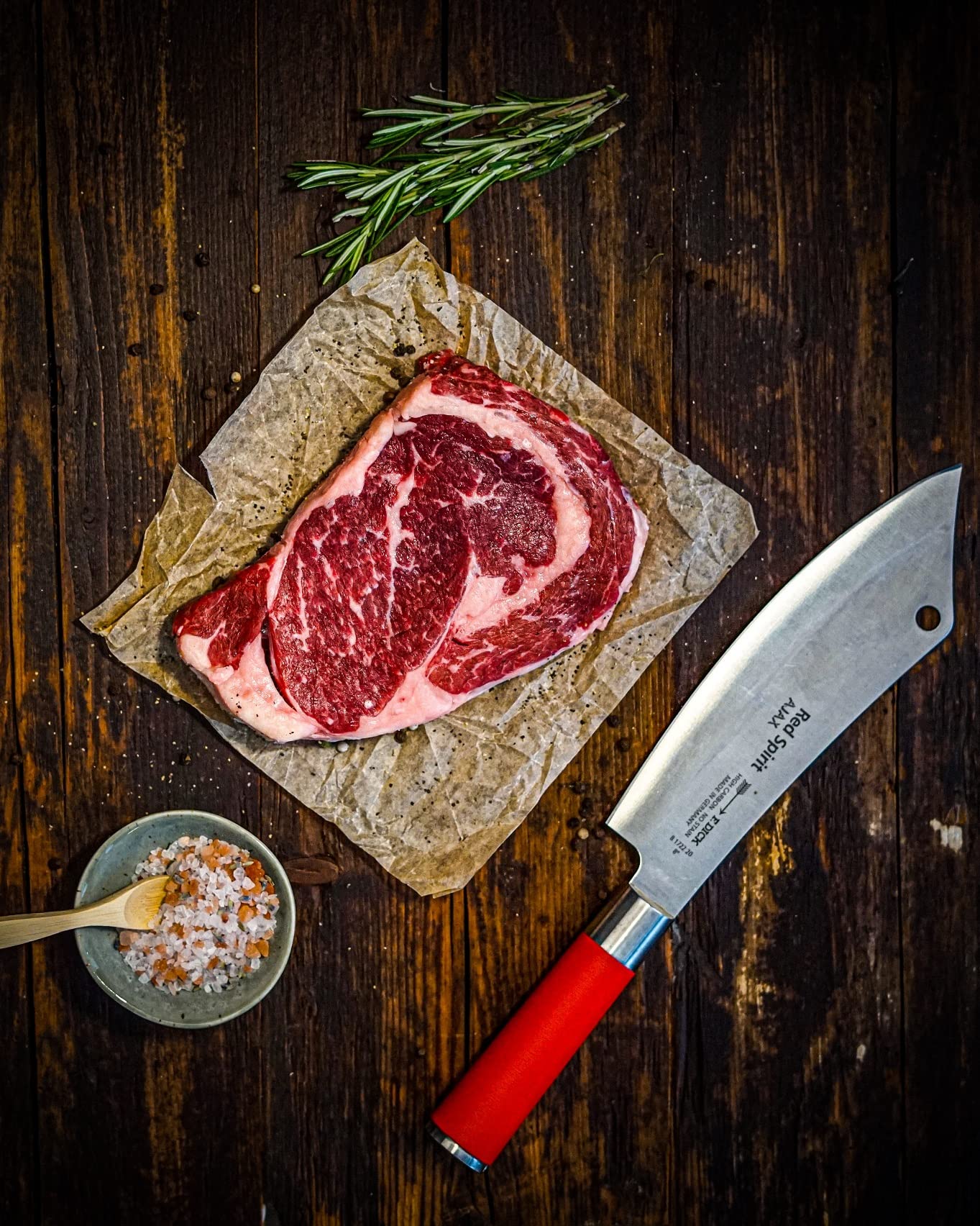 F. DICK – Red Spirit Chef Knife Ajax - Kitchen knife with 7.9" blade & 56 HRC - Ideal for meat & poultry - Stainless steel - Antique blade shape - Ultra sharp - Ergonomic handle - Made in Germany