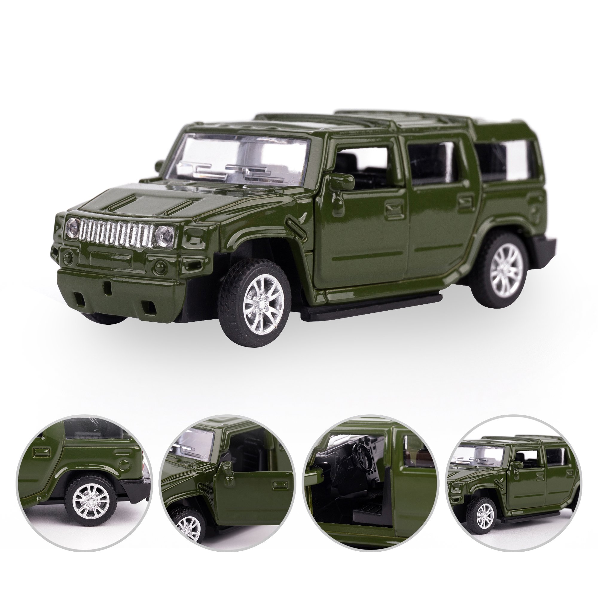 KIDAMI Die Cast Metal Toy Cars Set of 5, Openable Doors Pull Back Car Gift Pack for Kids (Private car)