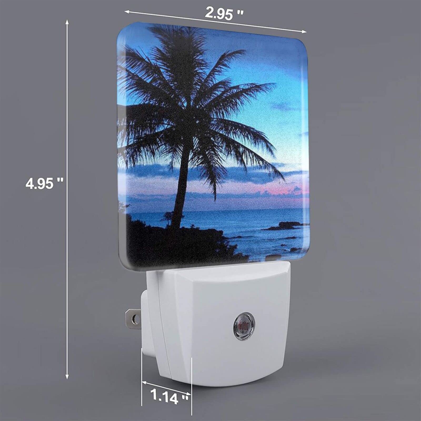 AWNEVZU Ocean Beach Palm Trees Night Light Plug into Wall for Kids Bedroom Room with Dusk to Dawn Sensor Compact Led Nightlight Nursery Hallway Kitchen Decor Lamp