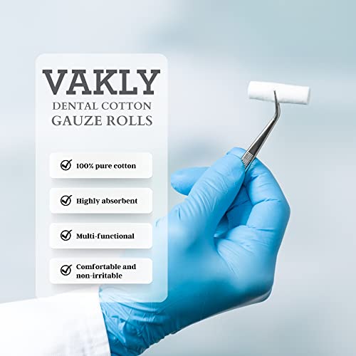 Dental Cotton Rolls [Pack of 100] for Mouth Gauze and Nosebleeds - #2 Medium 1.5" Non-Sterile 100% High Absorbent Cotton roll (100 Count)