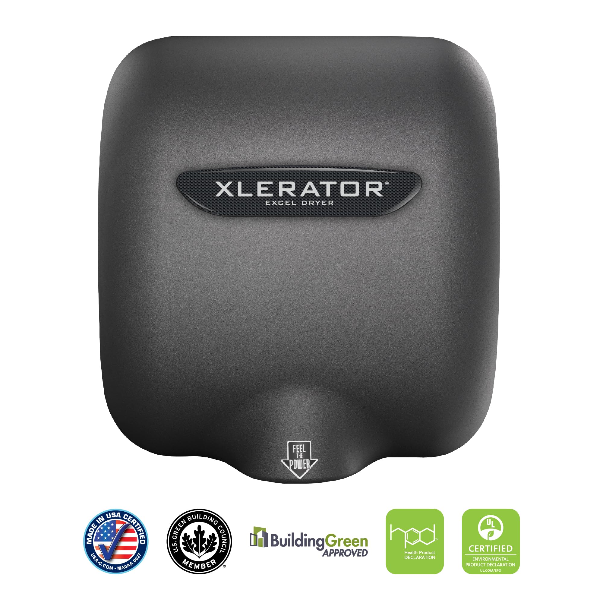 XLERATOR XL-GR Automatic High Speed Hand Dryer with Graphite Cover and 1.1 Noise Reduction Nozzle, 12.5 A, 110/120 V