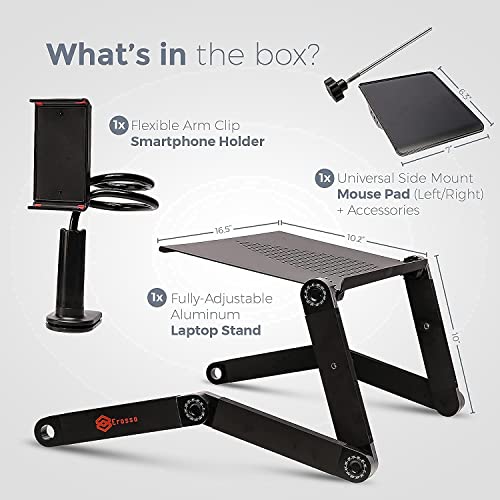 DZHJKIO Laptop Stand for Bed- Portable Laptop Table -Folding Laptop Table - Laptop Stand Adjustable Height with Phone Holder and Mouse Pad Ergonomic Laptop Desk for Couch Computer Riser by Erosso