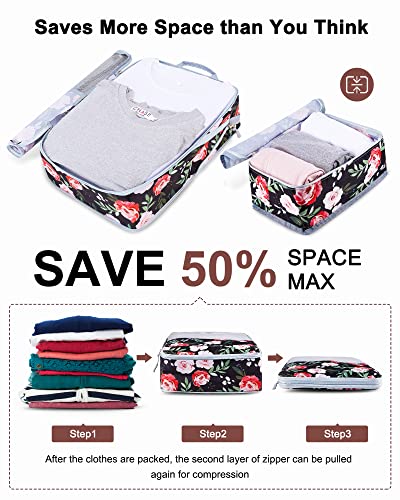 Compression Packing Cubes, 6pcs Packing Cubes for Travel Organizer Bags for Luggage Packing Cubes for Suitcases Travel Cubes for Packing with Shoe Bag and Toiletry Bag