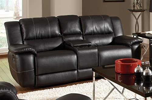 Lee Double Reclining Gliding Loveseat with Console Black 601062