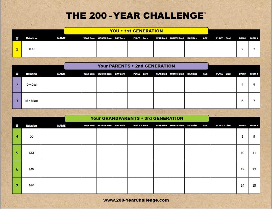 Family Tree Chart - Includes a Really Big, Fill-in-The-Blanks 38" x 25" 7-Generation Genealogy Chart and 16-Page Journal which Covers 200-Years of Your Family's History