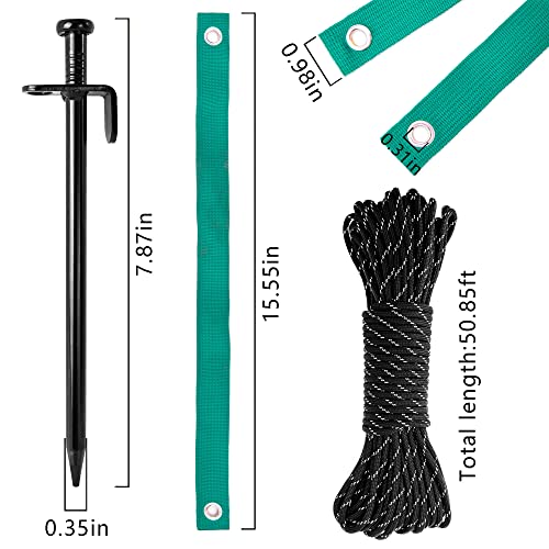 Heavy Duty Steel Tree Stake Kits with Tree Straps and 50ft Reflective Rope Tree Support Anchoring Kit,Tree Supports for Leaning Tree