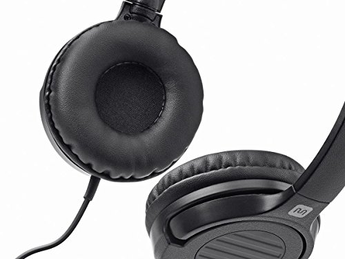 Monoprice 113191 Hi-Fi Lightweight On-Ear Headphones with in-Line Play/Pause Controls and Built-in Microphone, Clear