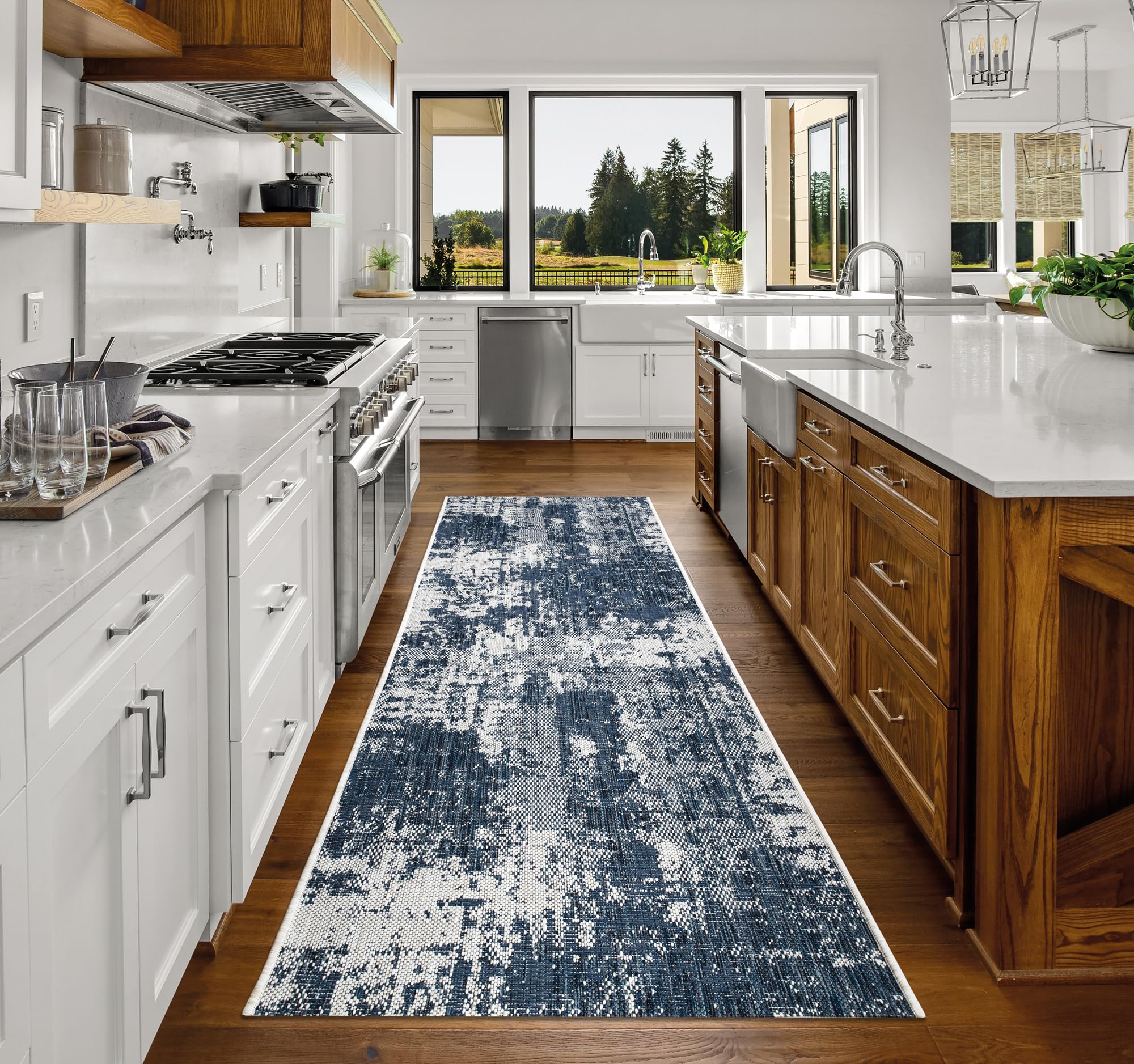 Keen Home Design Outdoor Runner Rug - 2x8 Washable Indoor/Outdoor Rug for Patio, Balcony, Kitchen, Garden, Beach, Deck and Porch. Size: 2'2" x 7'7"