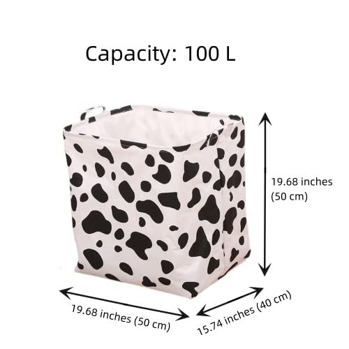 Collapsible Laundry Basket, 40L Laundry Hamper, 100L Closet Organizer, Canvas Clothes Toys Storage (White Set)
