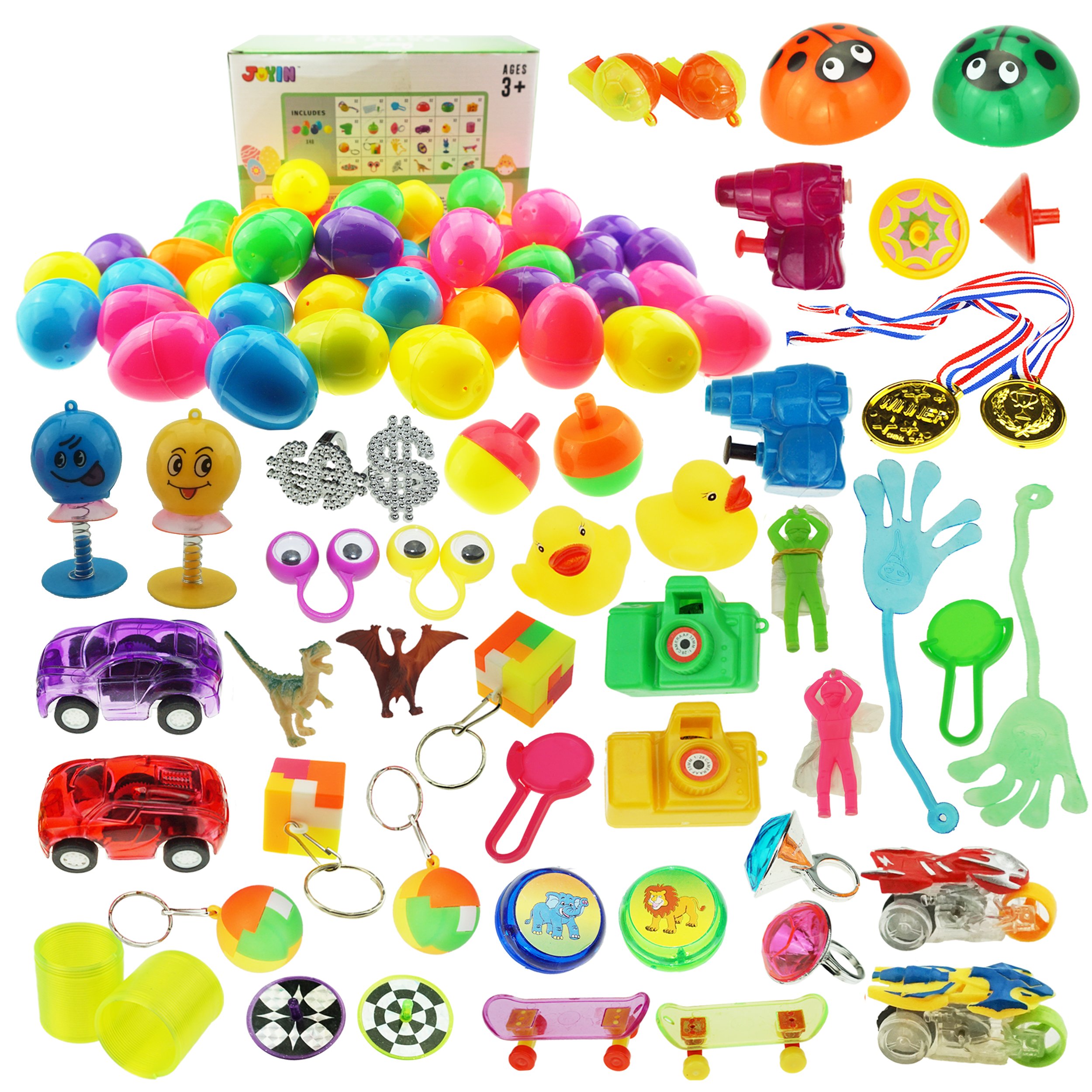 JOYIN 48Pcs Easter Eggs with Toys Inside, Prefilled Easter Eggs with Popular Assorted Toys for Kids Boys Girls, Easter Party Favors Easter Eggs Hunt, Basket Stuffers Filler, Classroom Exchange