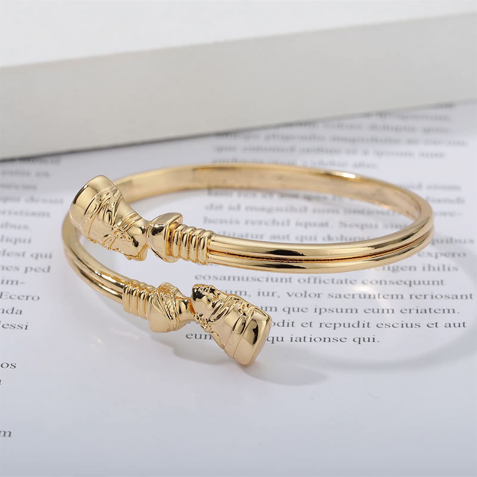 Beccalame Egyptian Queen 18k Gold Cuff Bracelets Bangles Adjustable Jewelry for Women Men (style A)