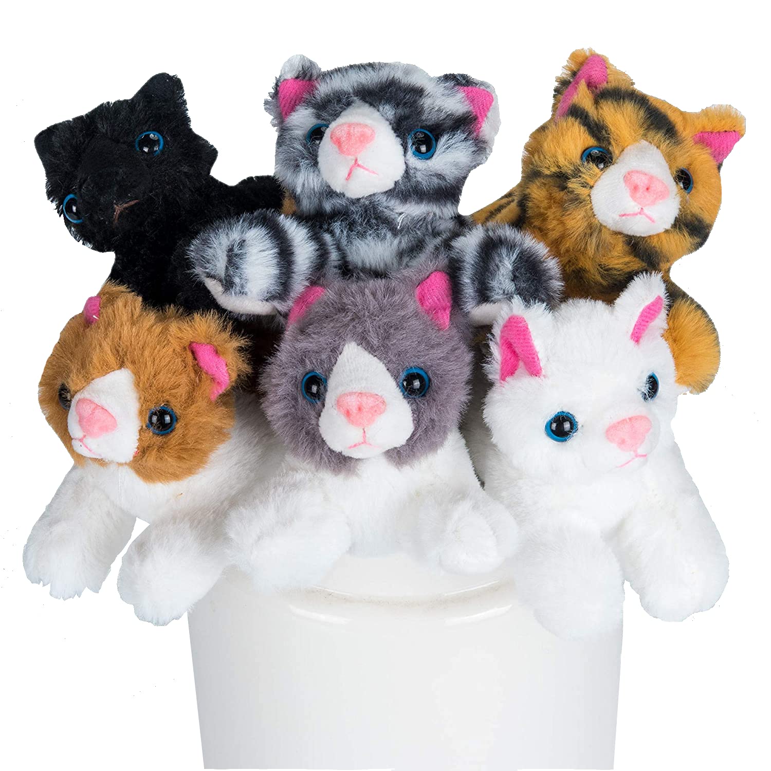 PASSIONFRUIT Plush Stuffed Toy Cat Set β Set of 6 Stuffed Toys for Kids β 6 Inches Long β Bright & Vibrant Colors β Soft Toy Set for Boys & Girls