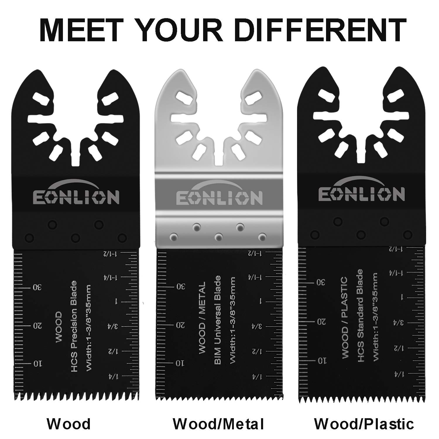 EONLION 50Pcs Metal Wood Oscillating Multitool Quick Release Saw Blades Kit Compatible with Fein Multimaster Porter Cable Black, Decker Bosch Dremel Craftsman Ridgid Ryobi Milwaukee Dewalt Rockwell