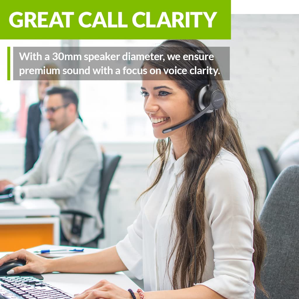 Avantree Dulcet Pro - Wired Headset with ENC Noise Cancelling Microphone, USB-A Connectivity, in-line Controls for Volume & Mic Mute, Adjustable Boom Mic for PC Computer Laptop