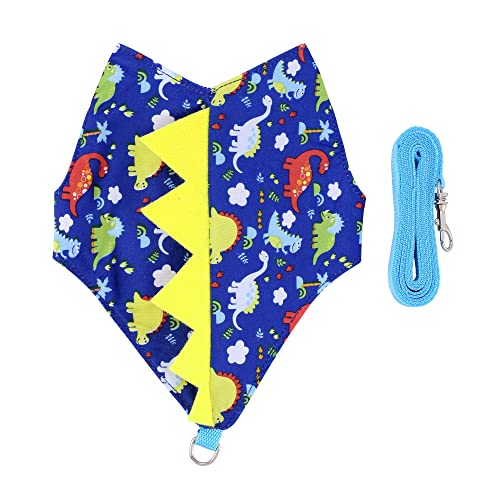 Filhome Adjustable Halloween Bunny Dinosaur Harness,Soft Rabbit Vest Harness and Leash Set for Halloween Dress Up Party Cosplay Rabbit Ferret Bunny Guinea Pig Small Animal Walking (Blue Dinosaur/M)