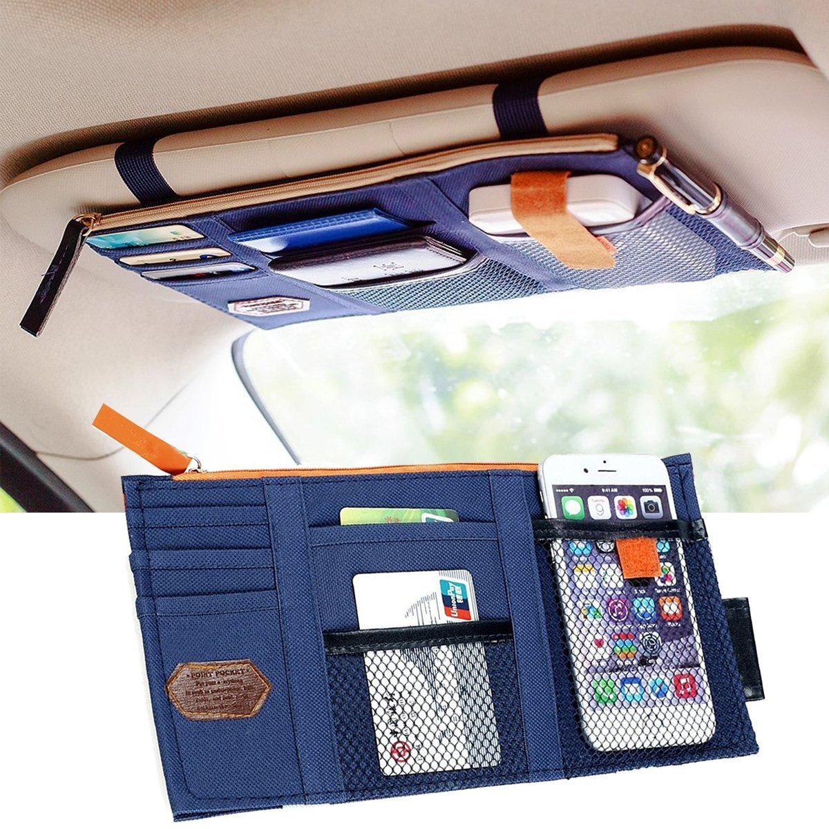 StyleZ Car Sun Visor Tidy Organizer Storage Bag Holder Pocket CD Case Card Pouch (Darkblue)