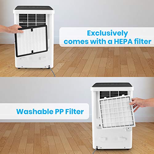 SereneLife 30-Pint Electric Home Compact Dehumidifier - 1500 Square Feet Quiet Electric Dehumidifiers For Home Closet Basement w/ 4L Water Tank Capacity, Removes - SLDEHU30
