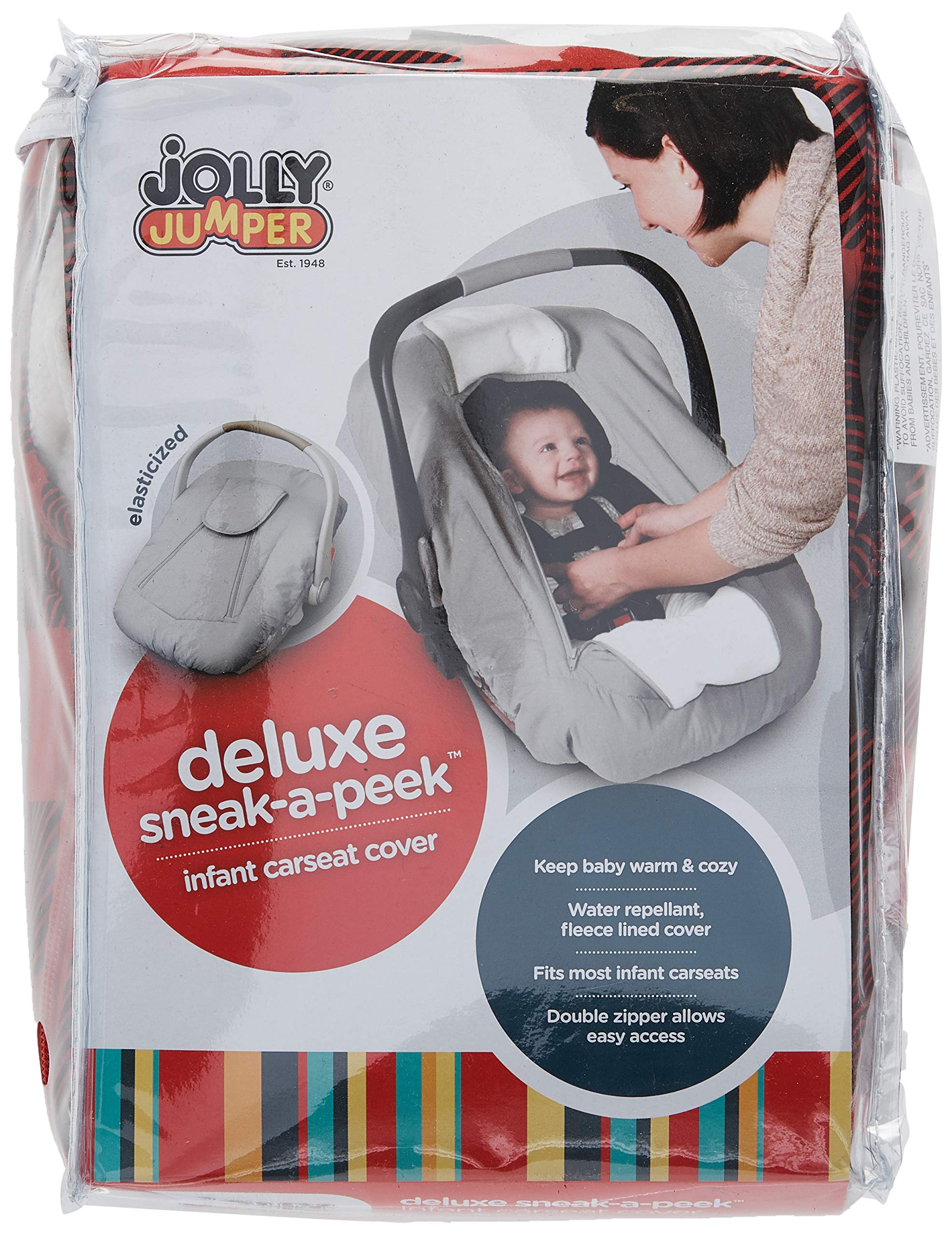 Jolly Jumper Car Seat Deluxe Cover Sneak-A-Peek - Red/Black Check