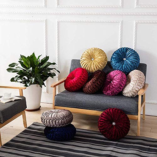 Elero Round Throw Pillow Velvet Chair Cushion Soft Pleated PumpkinĀ Round Pillow Decorations for Home Car Black