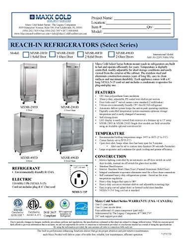 Maxx Cold MXSR-49FDHC Commercial Reach-in Refrigerator Freestanding 2-Door, with Heavy Duty Shelves Digital Controls and Automatic Defrost, Stainless Steel