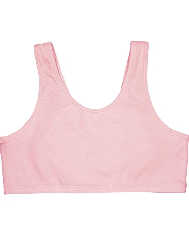 Fruit of the Loom girls Cotton Built-up Stretch Sports training bras, Heather Grey/Bittersweet Pink/White, 38 US