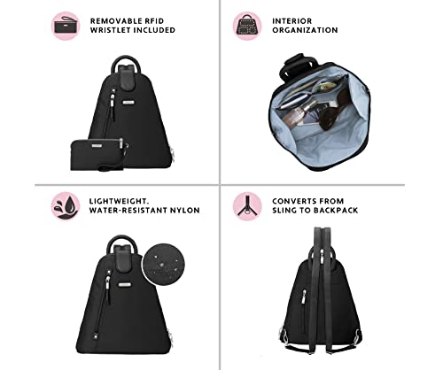 Baggallini Womens Metro Backpack With Rfid Phone Wristlet Handbags, Portobello Shimmer, One Size US