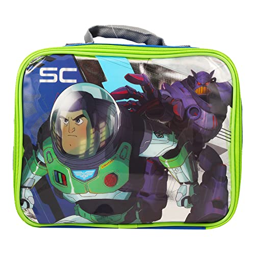 Disney Bundle Buzz Lightyear Backpack and Lunch Bag Set - 6 Pc Bundle with Buzz Lightyear Backpack, Buzz Lightyear Lunch Box, Water Bottle, Stickers, Tattoos, and More (Buzz Lightyear Bags for Kids)
