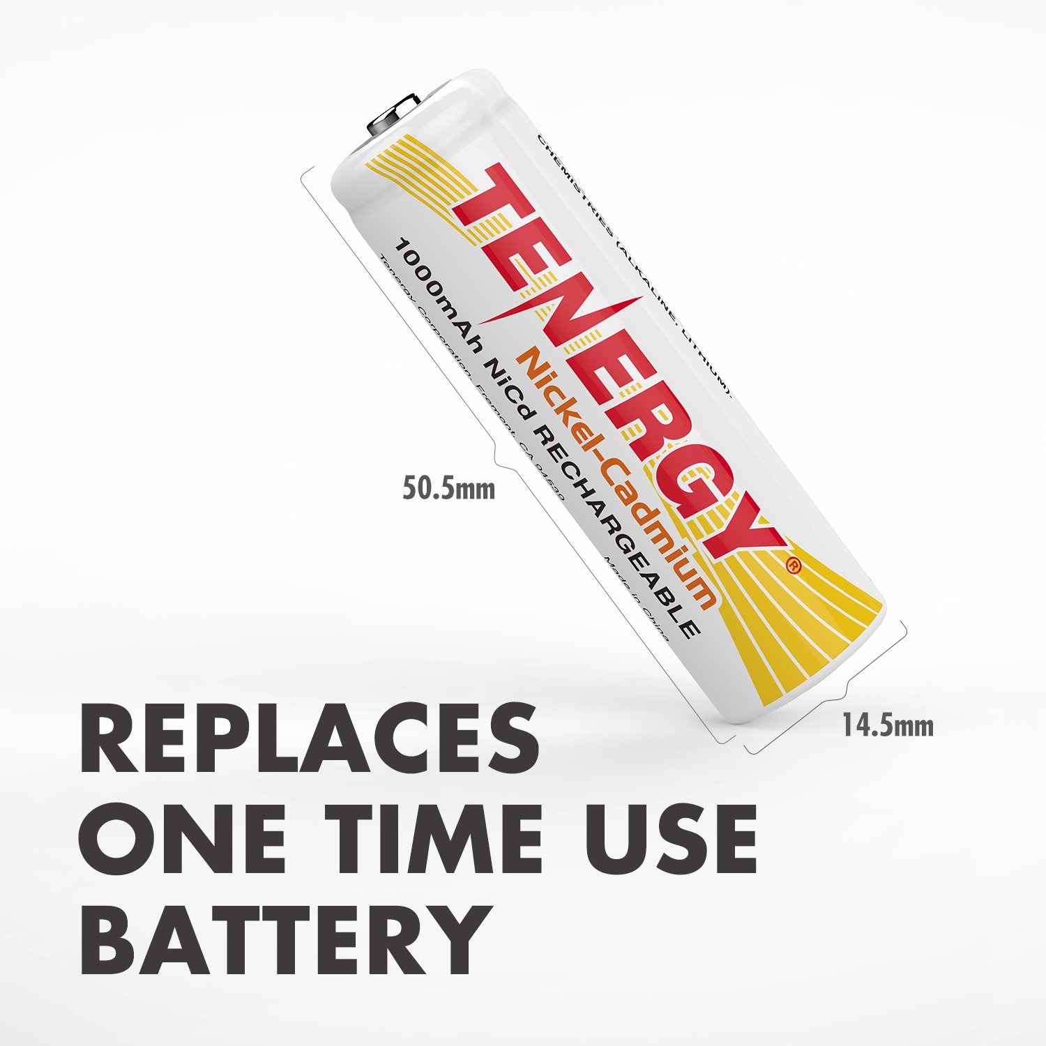 Tenergy AA Rechargeable Battery NiCd 1000mAh 1.2V Battery Pack for Solar Lights, Garden Lights, 12 Pack