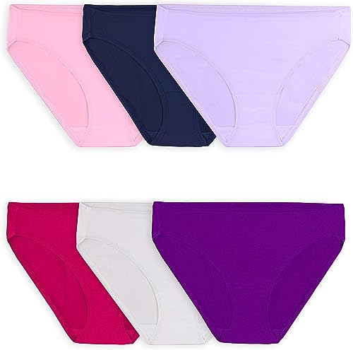 Fruit of the Loom Women's 360 Underwear, High Performance Stretch for Effortless Comfort, Available in Plus Size, Microfiber-Bikini-6 Pack-Colors May Vary, 6