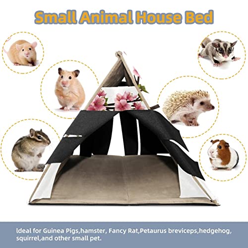 enheng Small Pet Hideout Sakura Flowers Hamster House Guinea Pig Playhouse for Dwarf Rabbits Hedgehogs Chinchillas