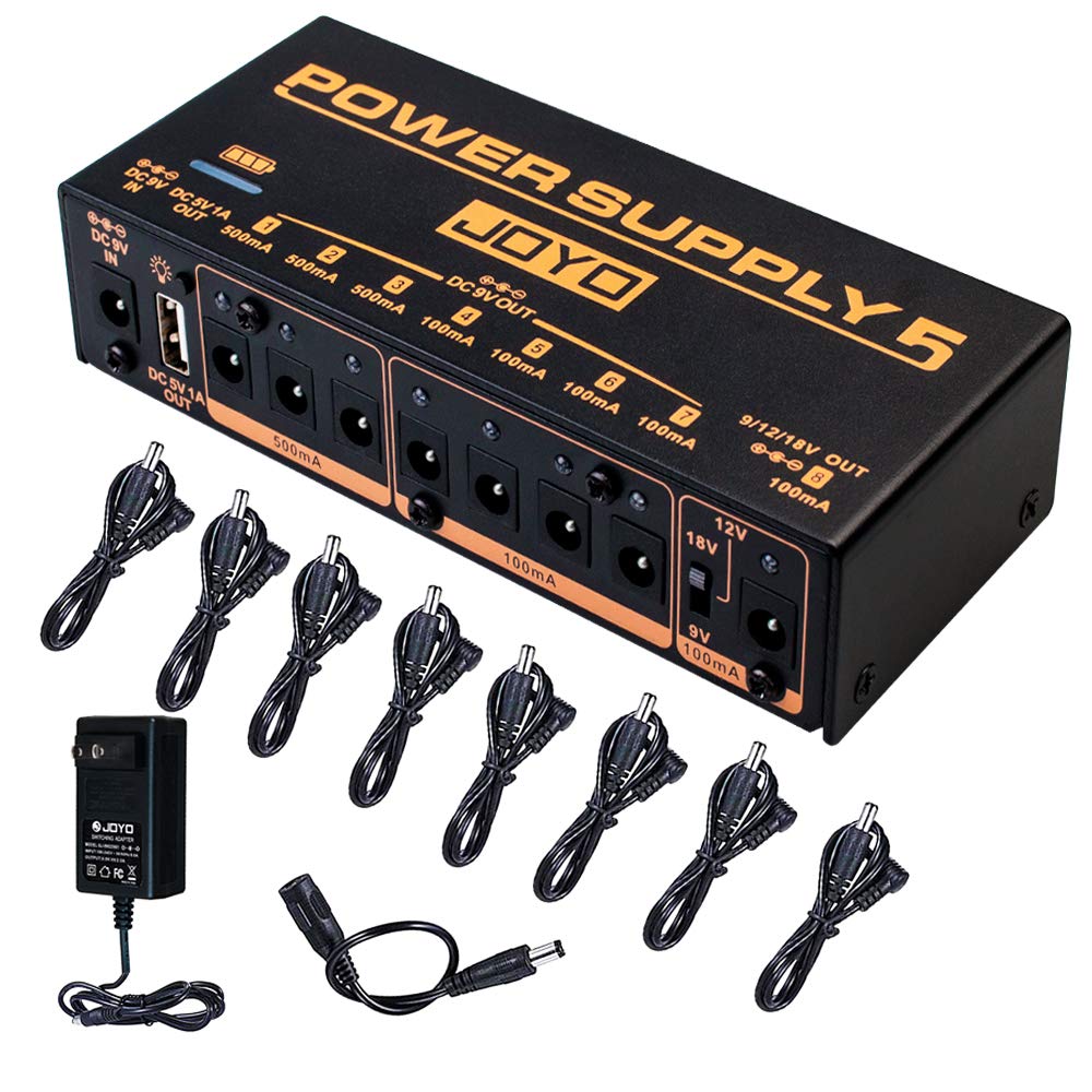 JOYO JF-12 Voodoo Octave Germanium 60's Fuzz Pedal Bundle with JP-05 Pedal Power Supply Built-in Rechargeable Battery