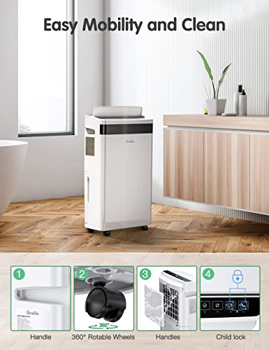 Dehumidifiers for Home and Basement, Grelife 4,500 Sq. Ft 50 Pint Dehumidifier with Drain Hose, 3 Modes, Child Lock, 24H Timer,Defrost,Dry clothes,Easy-to-clean filter,for Large Room, Bedroom,bathroom