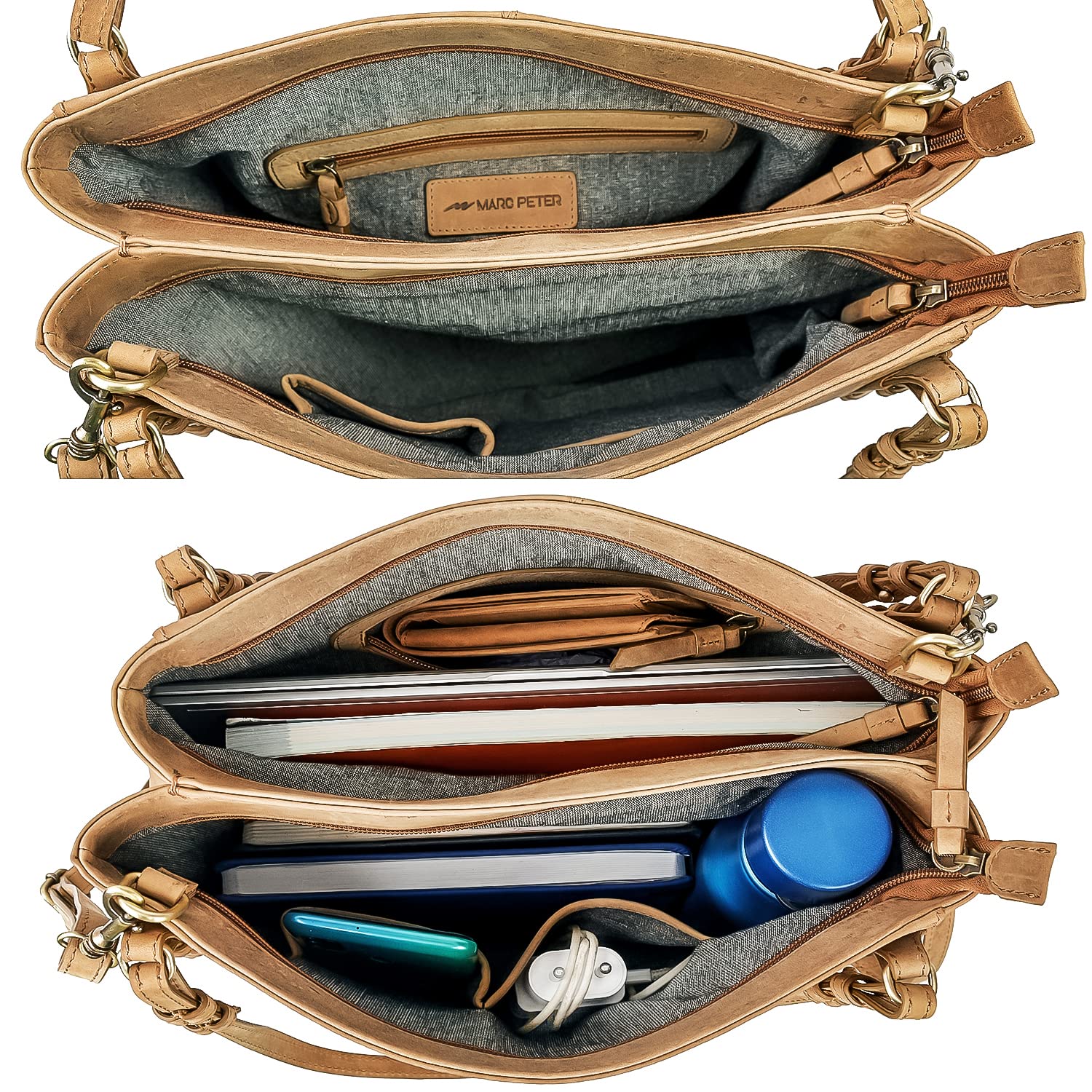 MARC PETER Hana Tan Hunter Leather Hobo Bag for Women | Top Handle Satchel | Women Fashion Shoulder Bag