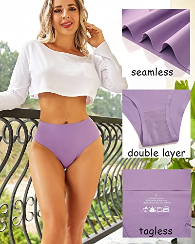 FINETOO High Waisted Underwear for Women Seamless Panties Bikini High Cut No Show Sexy Cheeky Panties 6 Pack
