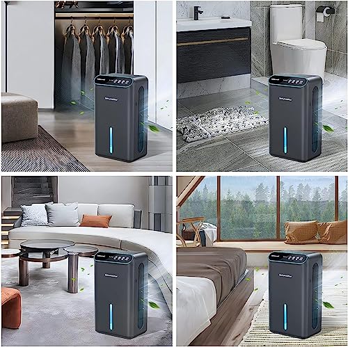 Dehumidifiers for Home, Up to 800 Sq.ft, 86oz Water Tank, Dehumidifiers for Bedroom with Essential Oil Diffuser, 7 Color LED Light, 24H Timer, Auto Shut-off, Ideal for Bathroom Basement Closet RV