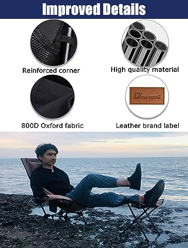 DRAXDOG Camping Chair, 2 Way Compact Backpacking Chair, Portable Folding Chair, Beach Chair with Side Pocket, Lightweight Hiking Chair 0011 (Coffee)