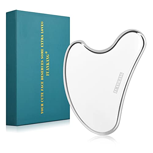 FUANKANG Gua Sha Facial Tools Stainless Steel Scraping Massage Tool for Face Stainless Steel Gua Sha Tool with Travel Pouch
