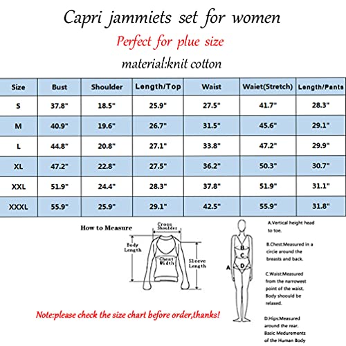ENJOYNIGHT Women's Sleepwear Tops with Capri Pants Pajama Sets(X-Large,Flyyying)