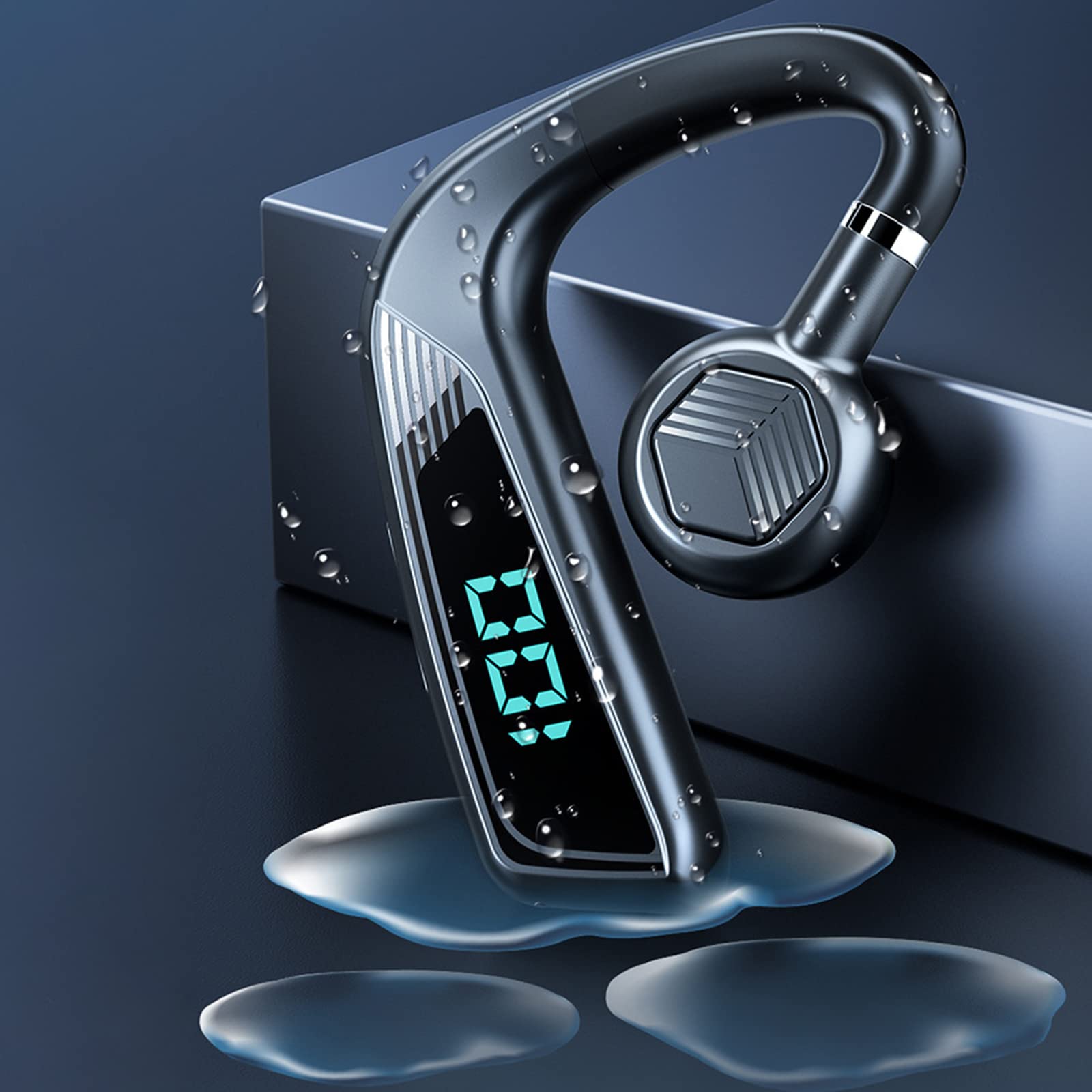 Bone conduction headphones bluetooth earpiece open ear headphones with microphone noise cancelling trucker bluetooth headset for cell phones hand-free IPX5 waterproof headset with 20-Hours usage