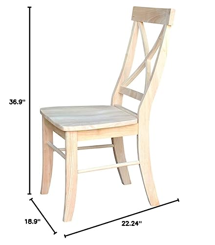 International Concepts Pair of X-Back Dining Chairs, Unfinished Wood