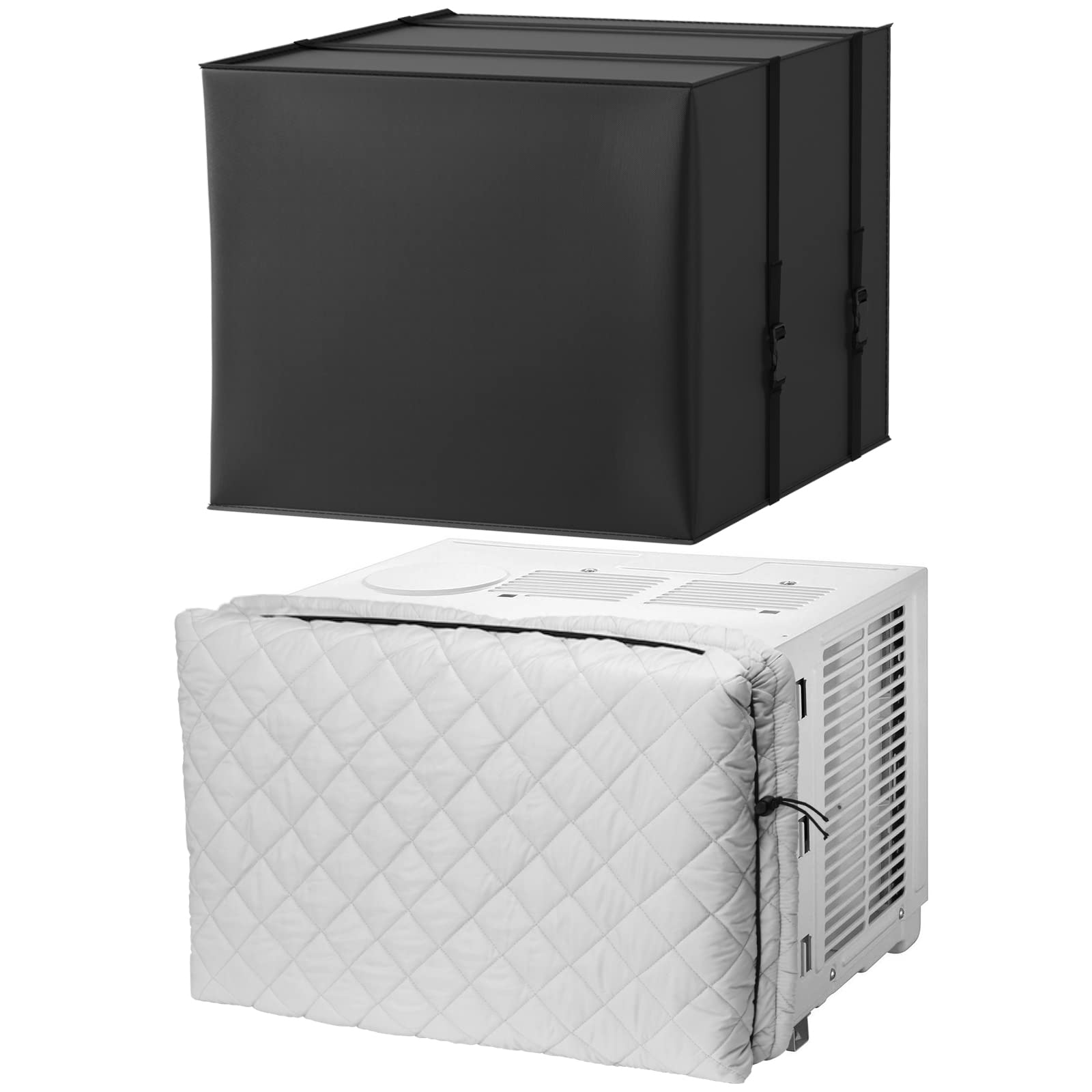 HOXHA 2 Pack Window Air Conditioner Cover, Indoor and Outdoor Air Conditioner Cover Set, Dust-Proof Waterproof AC Unit Covers for Winter, Inside 25"Lx17"Hx3.5"D and Outside 25.5"Wx20.5"Dx18"H