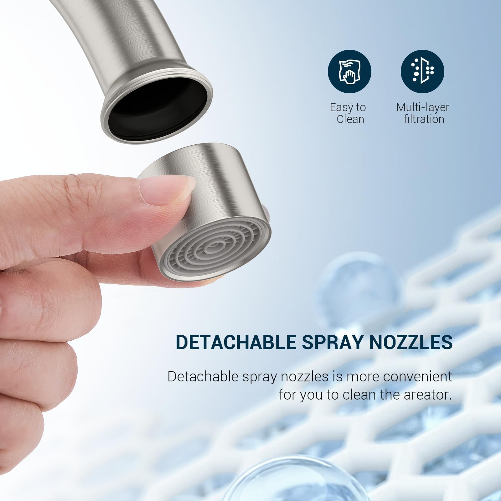 DAYONE Kitchen Faucet with Side Sprayer 2 Handle Brushed Nickel, 8 Inches 4 Holes Centerset Kitchen Sink Faucet, Pull Out Stainless Steel Sink Faucets for RV Laundry Bar with Supply Lines, DAY-CR2001
