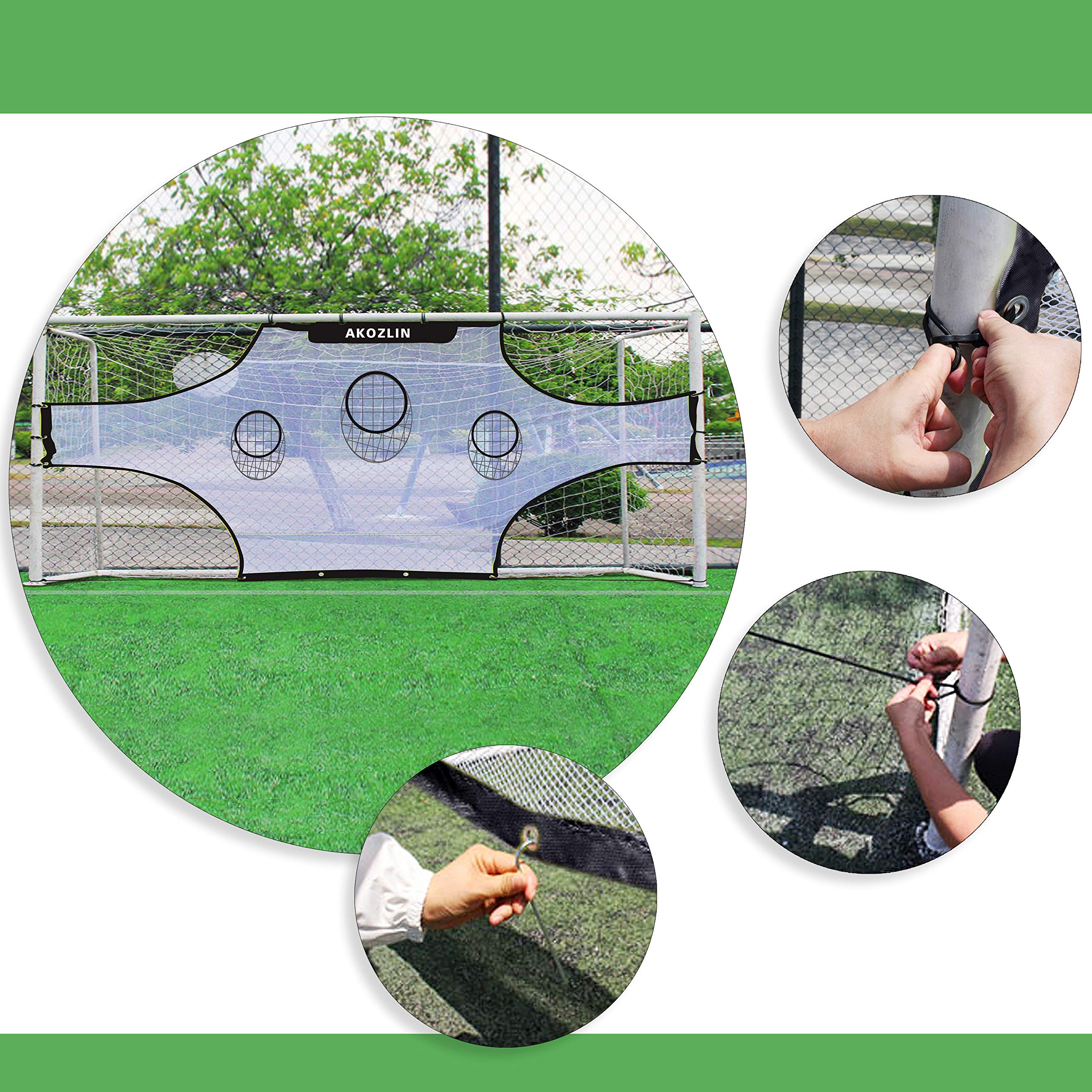 AKOZLIN CP 11 Person Soccer Field Nets Target Sheets Attach to Your Goal for The Ultimate Accuracy Training Partner (only net) 24ft x 8ft