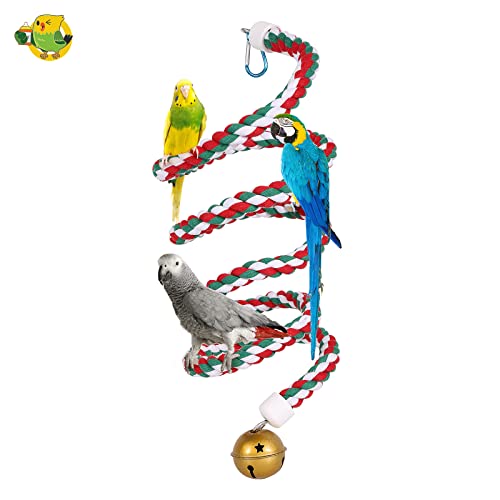GJRGEG1Y Rope Bungee Cotton Perch for Bird. with Large Bell Climbing Toy[1 Pack] (118 inches)