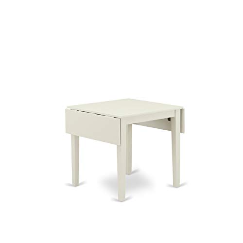 East West Furniture NDVA5-LWH-W Norden 5 Piece Dining Set for 4 Includes a Rectangle Kitchen Table with Dropleaf and 4 Dinette Chairs, 30x48 Inch, Linen White