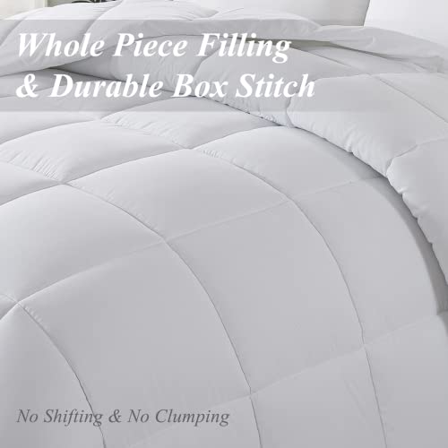 ELNIDO QUEEN Twin Comforter Duvet Insert - White Comforters Twin Size - All Season Fluffy Lightweight Down Alternative Comforter - Bedding Quilted Comforter - Twin Size(64×88 Inch)