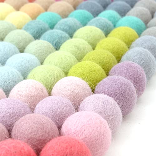 Glaciart One Felt Pom Poms, Wool Felt Balls (120 Pieces) 3 cm β 1.18 Inch, Handmade Felted 30 Pastel Color Bulk Small Puff for Felting and Garland