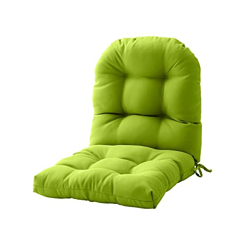 FILUXE Chair Pads, Seat/Back Patio Cushions - Waterproof Solid Tufted Pillow, Indoor/Outdoor Pads with Ties, Fade-Resistant & Seasonal All Weather Replacement (Green, 1)