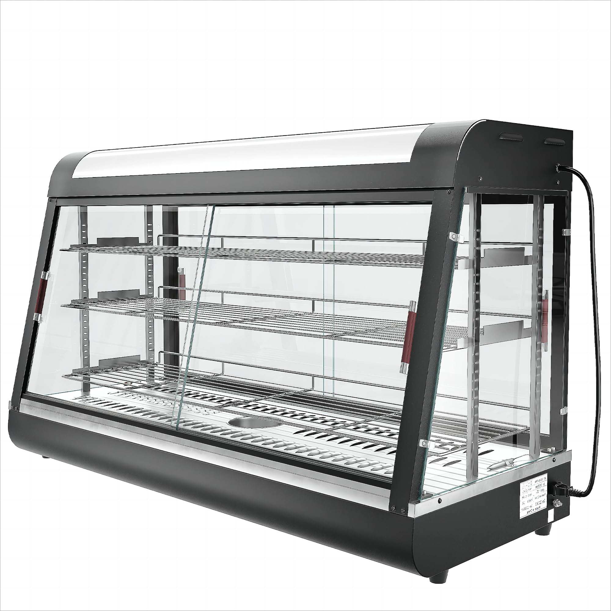 Countertop Food Warmer,48" Three Tier Commercial Warmers for Food Display, Glass case, with LED Lighting Removable Shelves Pastry for Buffet Restaurant